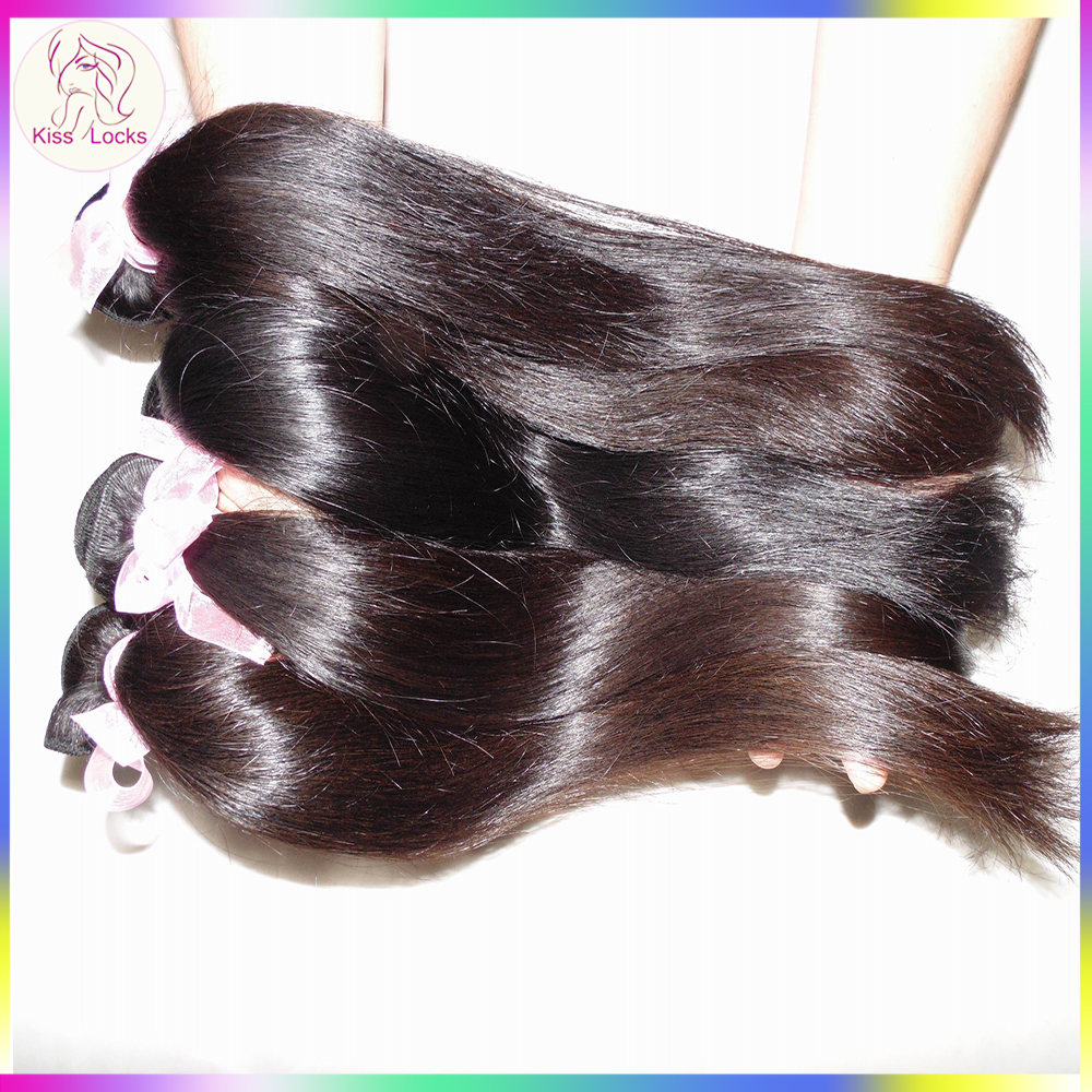 Genuine Virgin 10A Mongolian Natural Straight Raw Hair Weave 3 Bundles ...